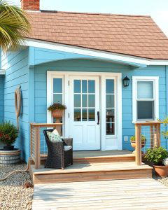 25 Stunning Blue Exterior Home with Brown Roof Ideas
