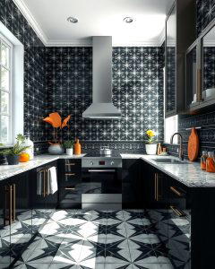 25 Kitchen With Black Backsplash Ideas for Drama