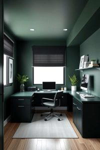 30 Rich Dark Green Home Office Designs for a Focused Workspace