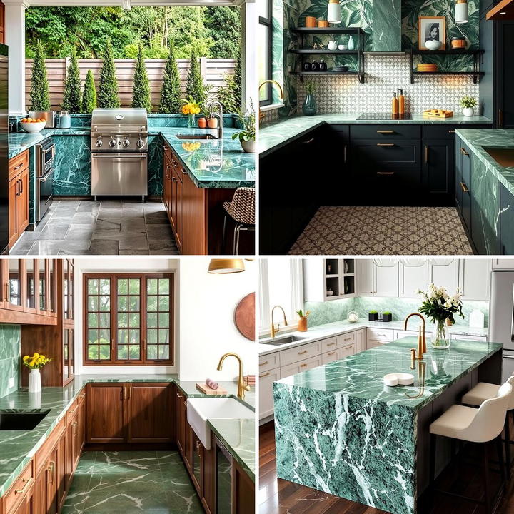 20 Green Marble Countertop Design Ideas for Kitchens