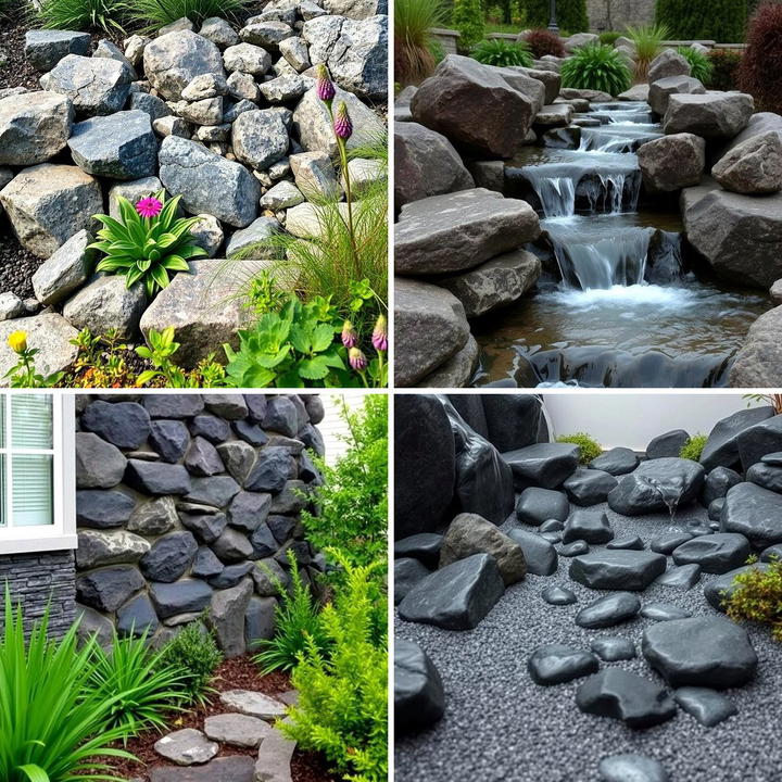 30 Natural Black River Rock Landscaping Ideas for Texture