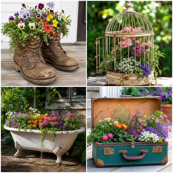 25 Reusing Old Things Ideas for Small Garden Charm