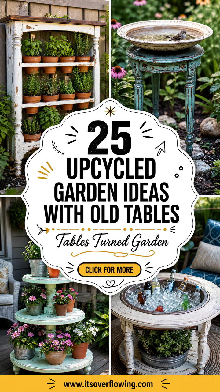 25 Upcycled Garden Ideas With Old Tables for Outdoor Decor