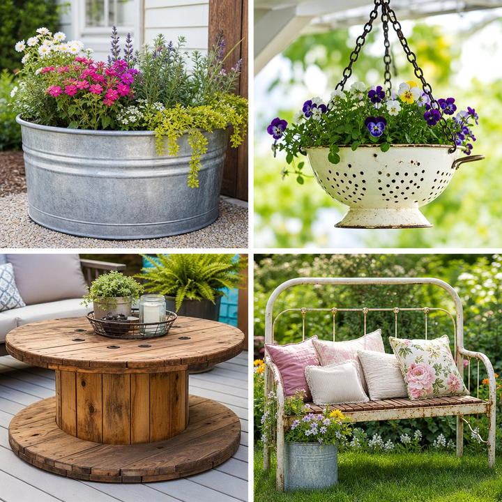 25 reusing old things ideas for patio Style and Charm