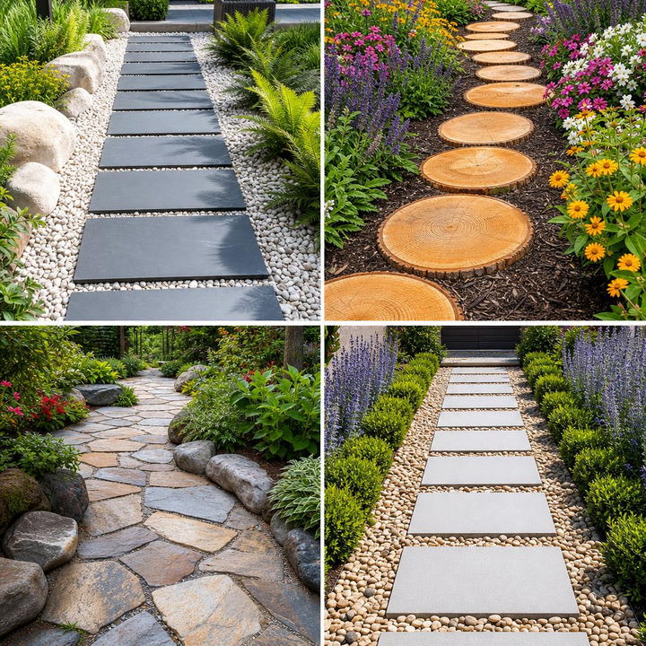 25 small garden ideas with stepping stones for Charming Paths